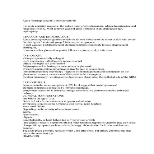 Acute poststreptococcal glomerulonephritis | PDF