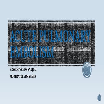 Acute PULMONary embolism diagnosis and management | PPTX