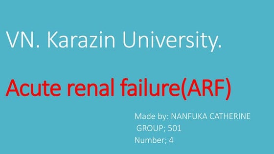 Acute and Chronic Renal Failure......... | PPT