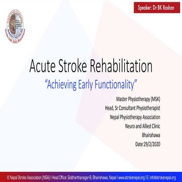 Acute stroke rehabilitation | PPTX