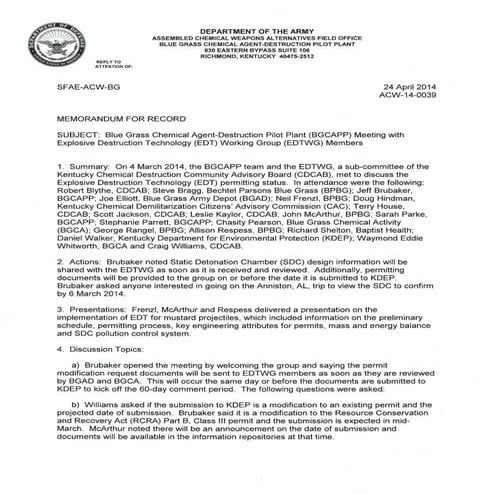 BGCAPP Meeting with EDT Working Group Members 24 April 2014 | PDF