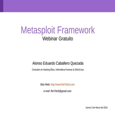 Webinar Gratuito: Metasploit Framework | PDF