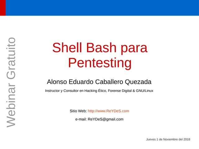 Webinar Gratuito Shell Bash Para Pentesting Ppt