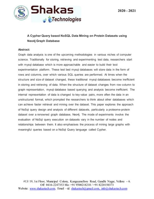 A cypher query based no sql data mining on protein datasets using neo4j ... A cypher query based no sql data mining on protein datasets using neo4j ...