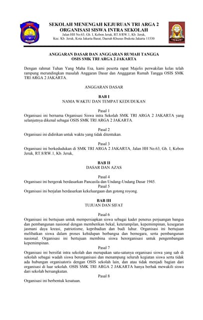 AD ART K3S (anggaran dasar dan anggarann rumah tangga kelompok kerja kepala sekolah) | PDF