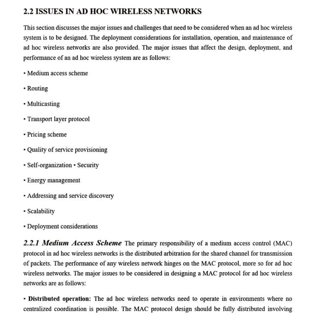 Mac protocols for ad hoc wireless networks | PPTX