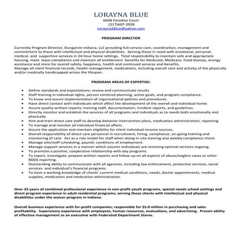 Program Director Resume | DOC