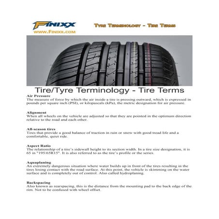 TireTyre Terminology - Tire Terms | PDF