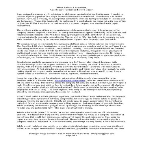 Case_1_Turnaround Down Under | PDF