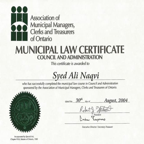 Municipal Law Certificate | PPT