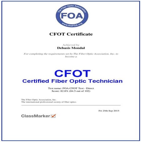 CFOT Certificate-Debasis Mondal | PDF