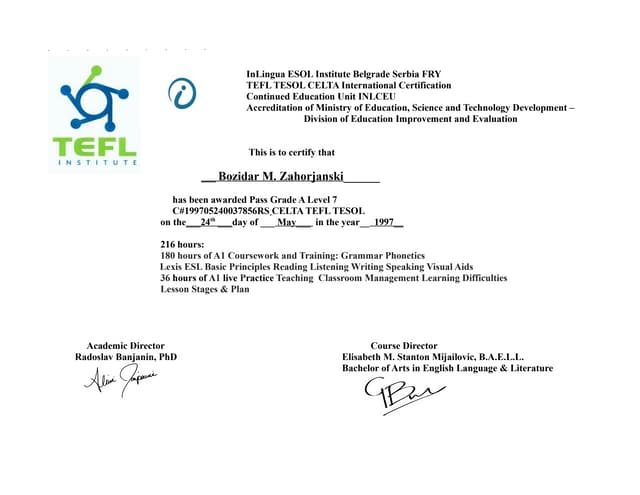 TESOL/TEFL Certification | PDF