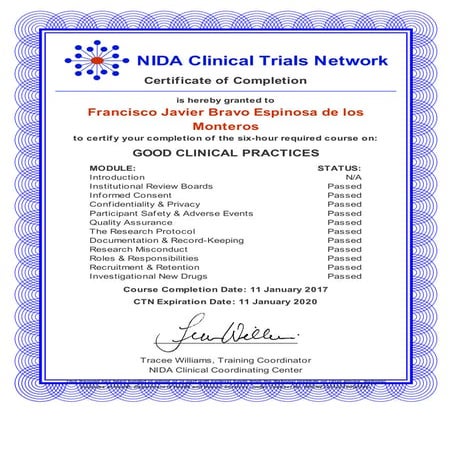 NIDA GCP certificate | PDF