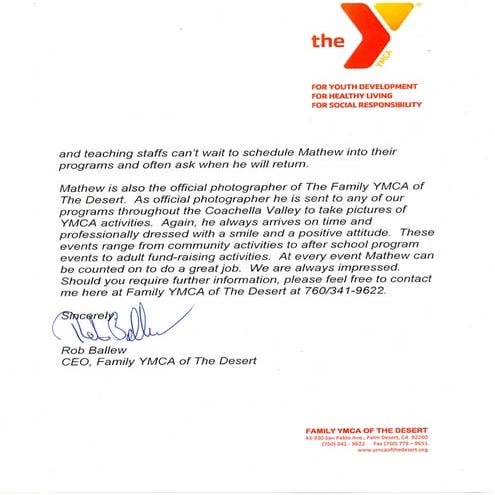 Letter of Recommendation Pt. 2 YMCA | PDF