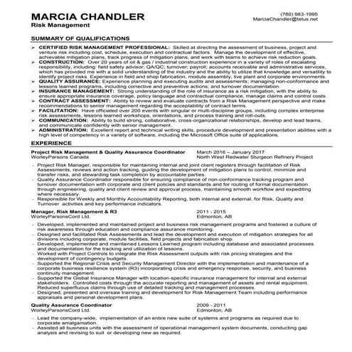Chandler, M - RM Resume | PDF