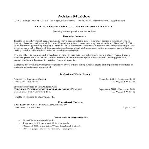 Contract Compliance AP Specialist | DOC