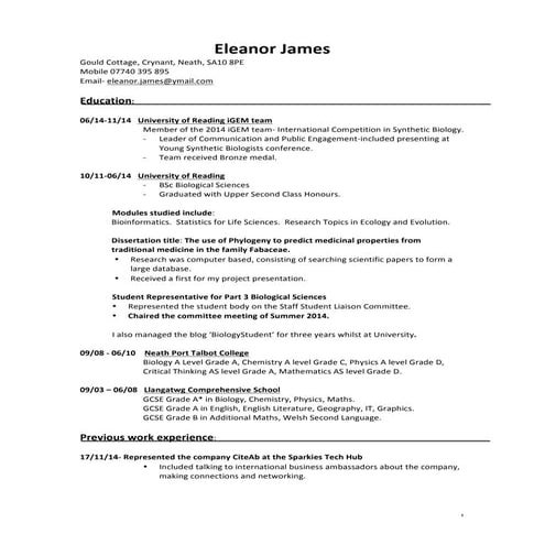 CV Emily King | PDF