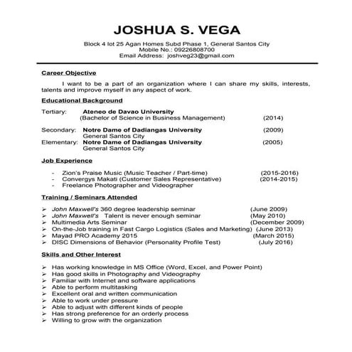 Joshua Vega (Resume) | DOC