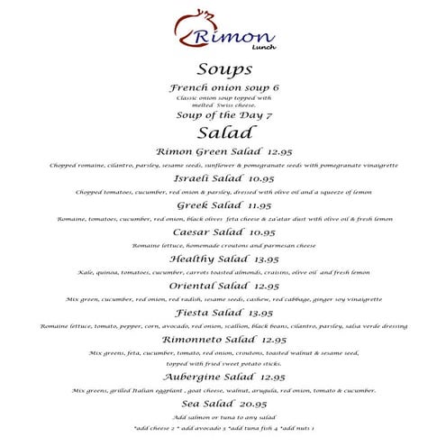 Rimon Lunch Menu | PDF | Gardening | Home & Garden