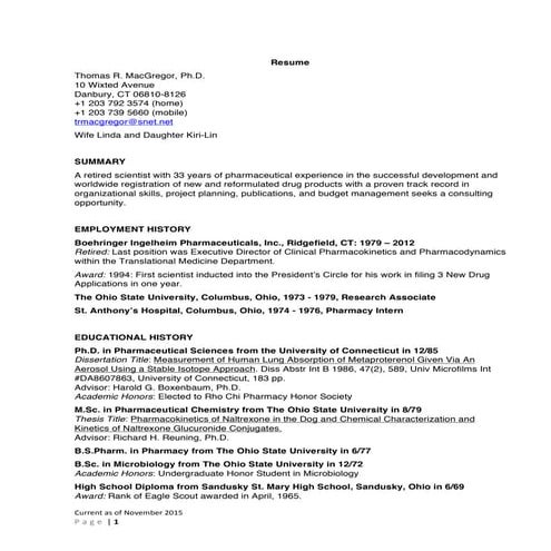 MacGregor CV 2015 | PDF