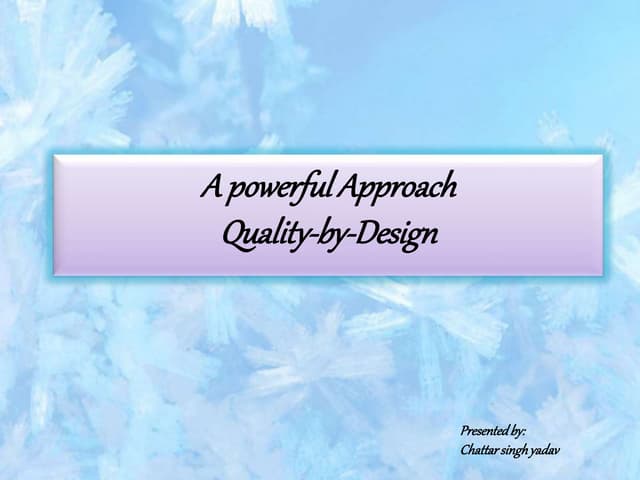 Pharmaceutical Quality by Design (QbD) | PDF