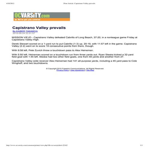 Print Article_ Capistrano Valley prevails | PDF