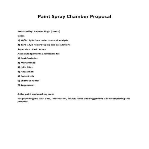 Paint Spray Room Proposal | PDF