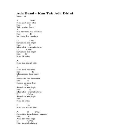 Chord Gitar Ada band - Q Tak Ada Disini | DOCX