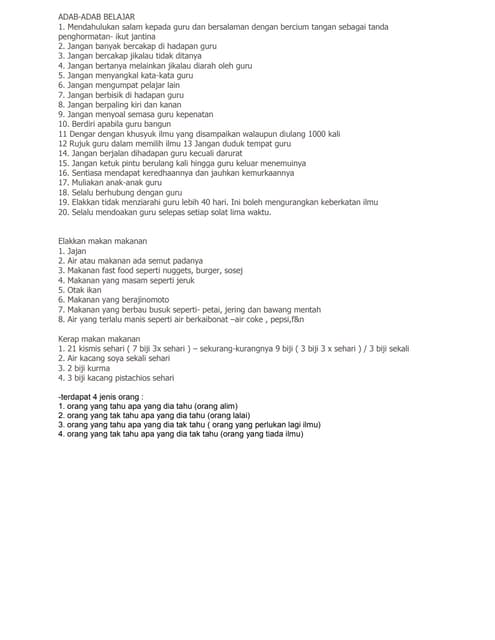 Adab –adab di sekolah slide | PPTX