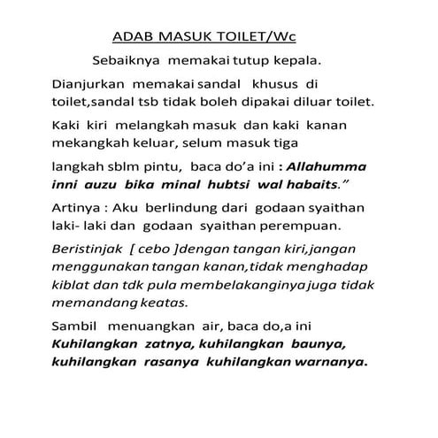 Adab masuk toilet | PDF
