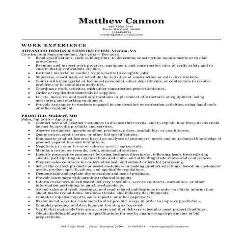 Resume for Matthew Cannon | PDF