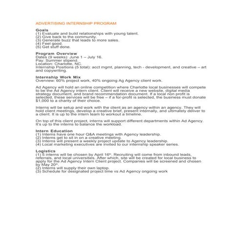 Ad agency internship program | DOC