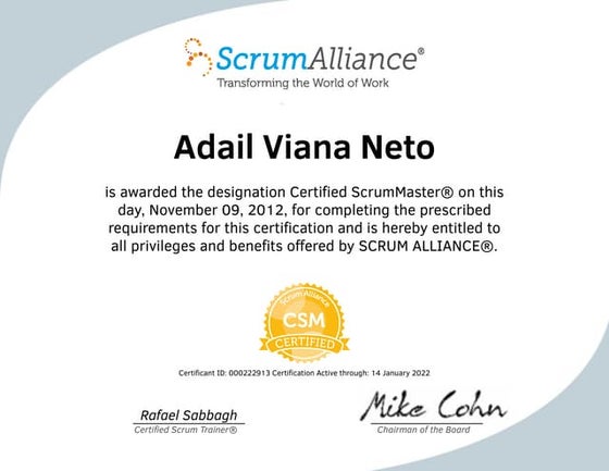Certified ScrumMaster -ScrumAlliance | PPT