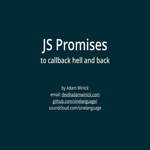 Avoiding Callback Hell With Promises Ppt