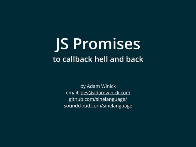 Avoiding Callback Hell With Promises Ppt