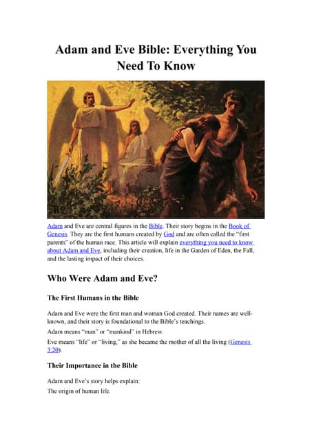 The story of ADAM AND EVE, “The first sin” | PPTX