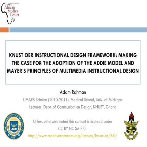 Instructional Design Framework for KNUST OER | PPT