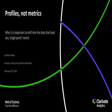 Adams, "Profiles, not Metrics; Why it is important to drill into the ...