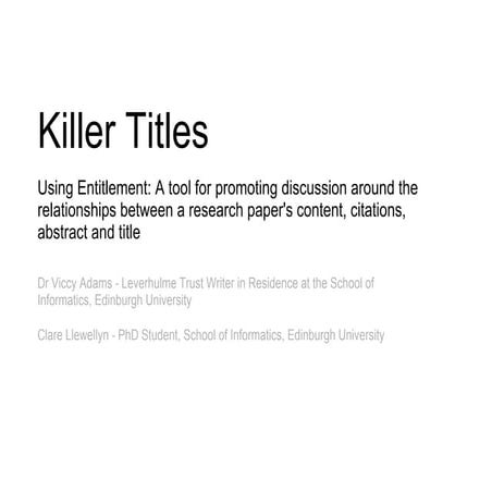 Adams Llewellyn & Oberlander - Entitlement: what does your title ...