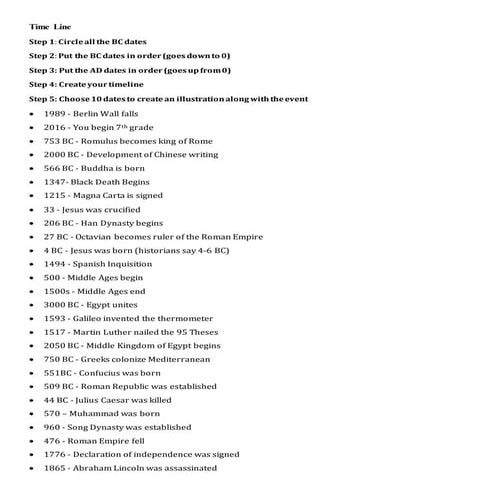 BC and AD timeline events | DOCX