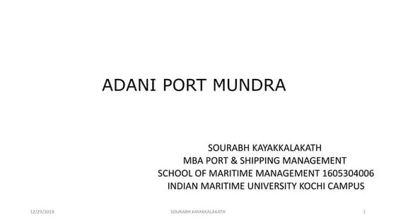 Adani Ports and SEZ detail study | PPTX