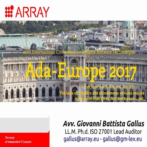 Robotics law: Ada-Europe 2017 presentation | PDF | Robotics ...