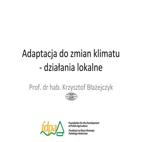 Adaptacja do zmian klimatu | PPT