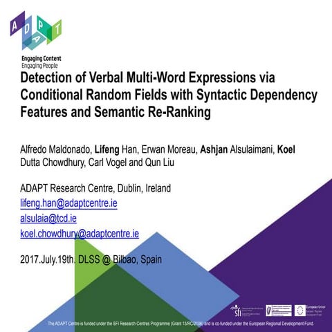 Detection of Verbal Multi-Word Expressions via Conditional Random Fields with Syntactic ...