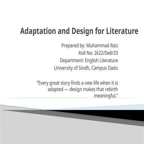 Adaptation and Design in Literature: Transforming Stories Across Media ...