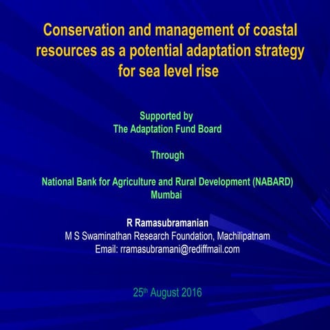 Conservation and Management of Coastal Resources as a Potential ...