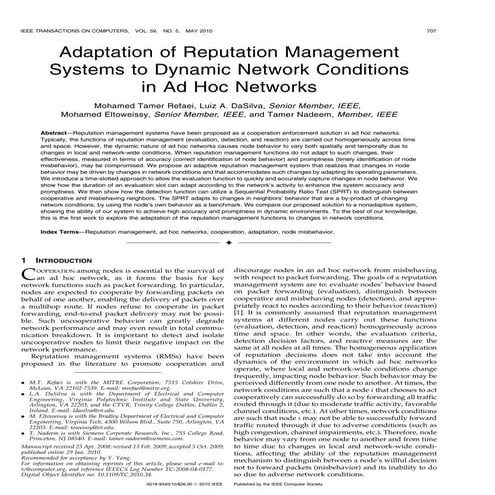 Adaptation of Reputation Management Systems to Dynamic Network ...