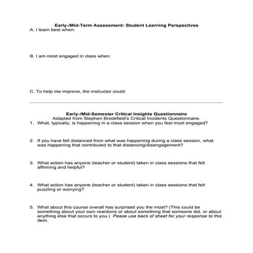 Early-/Mid-Semester Assessment | PDF