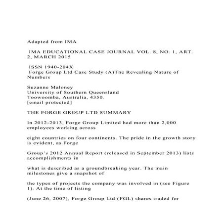 Adapted from IMA IMA EDUCATIONAL CASE JOURNAL VOL. 8, NO.docx