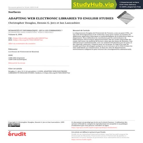 Adapting Web Electronic Libraries To English Studies | PDF